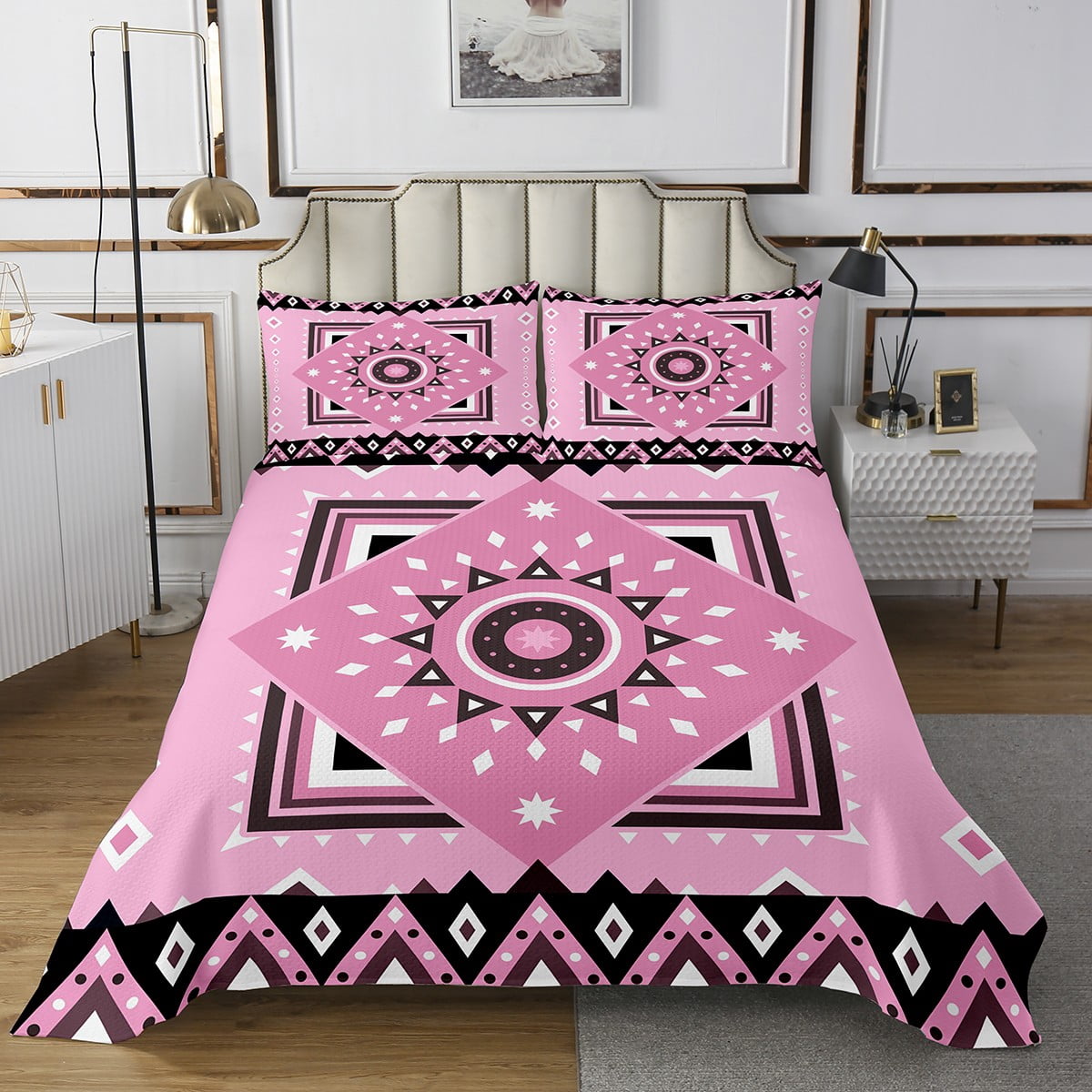 Erosebridal Retro Aztec Quilt Sets for Queen Size Bed, Boho Bed Set ...