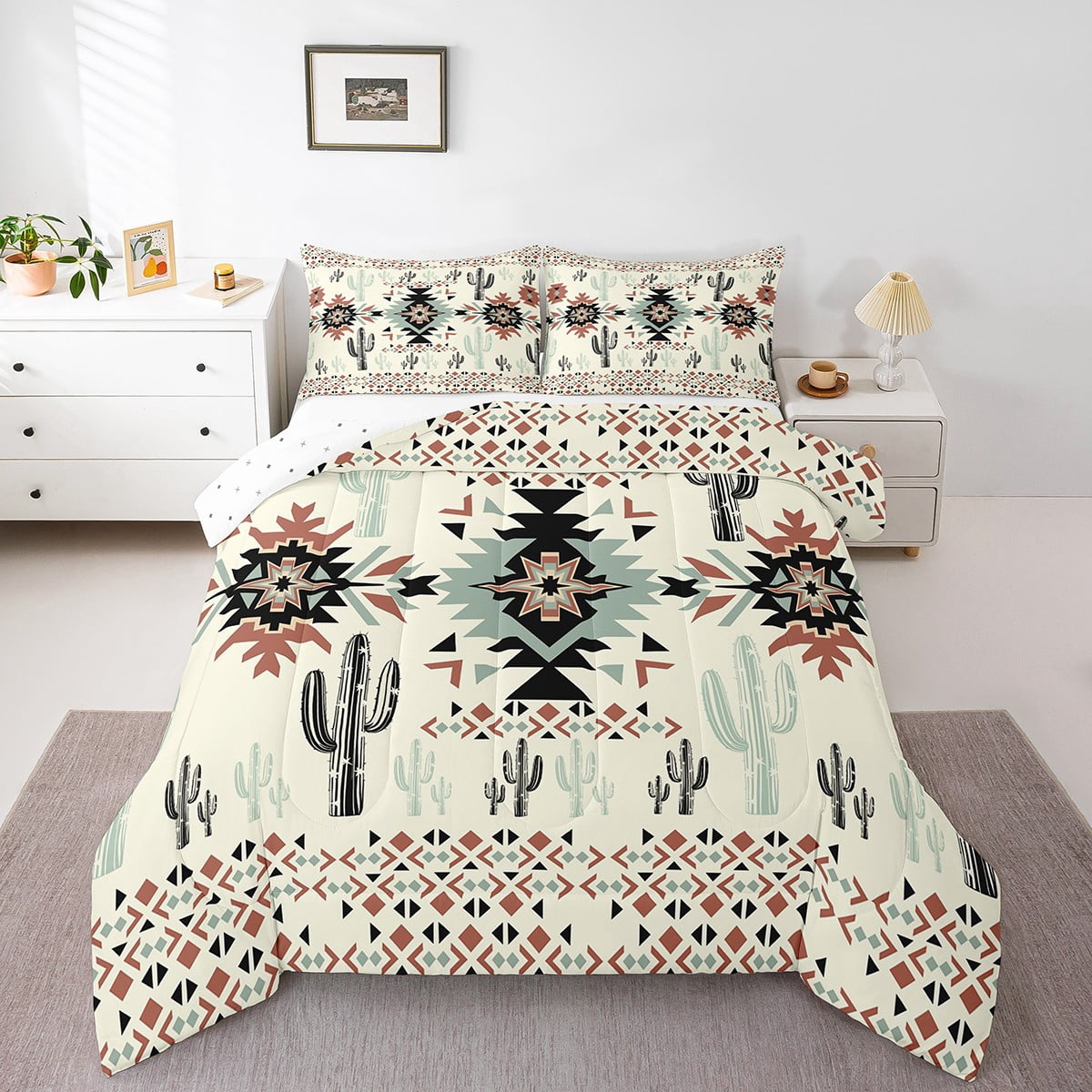 Erosebridal Retro Aztecs Bedding Queen Comforter Set,Tropical Plant ...
