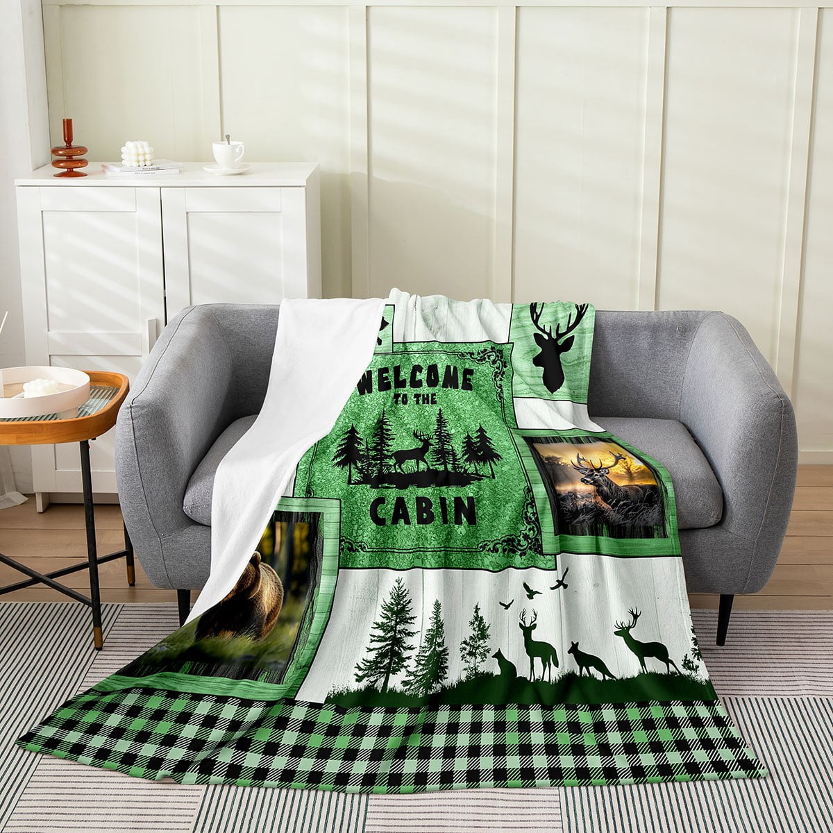 Erosebridal Retro Cabin Farmhouse Sherpa Blanket 50x60,Hunting Theme ...