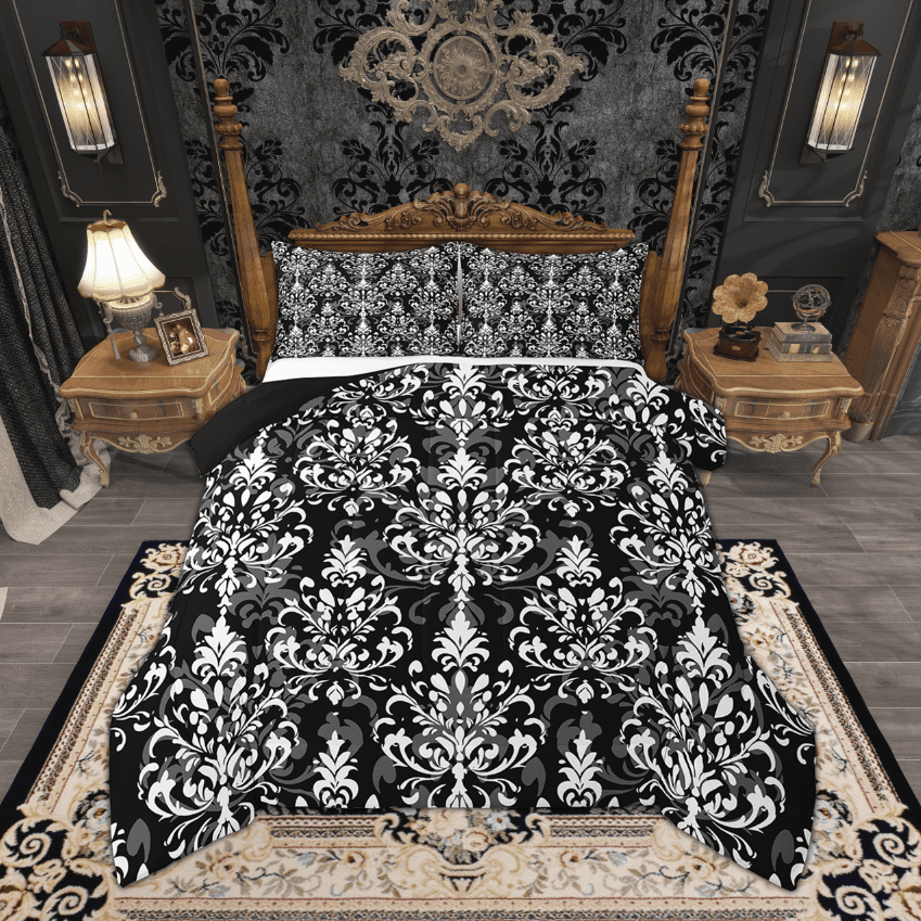 Erosebridal Retro Damask Comforter Sets Full Size, Boho Vintage Flower ...