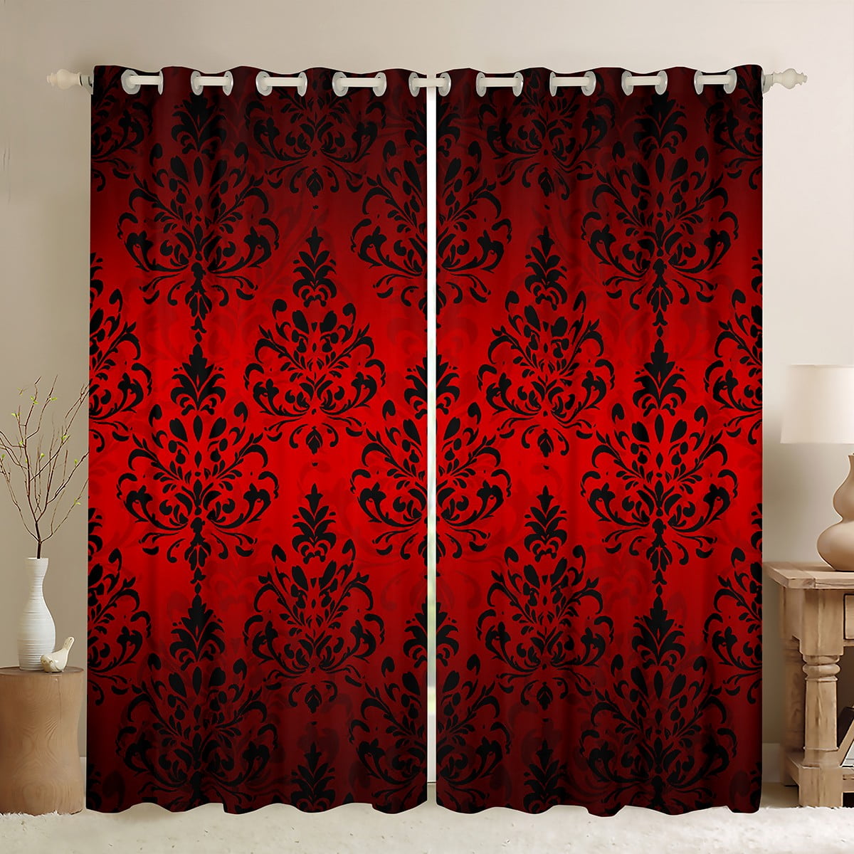 Erosebridal Retro Damask Curtains and Drapes (42x63), Bohemian Hippie ...