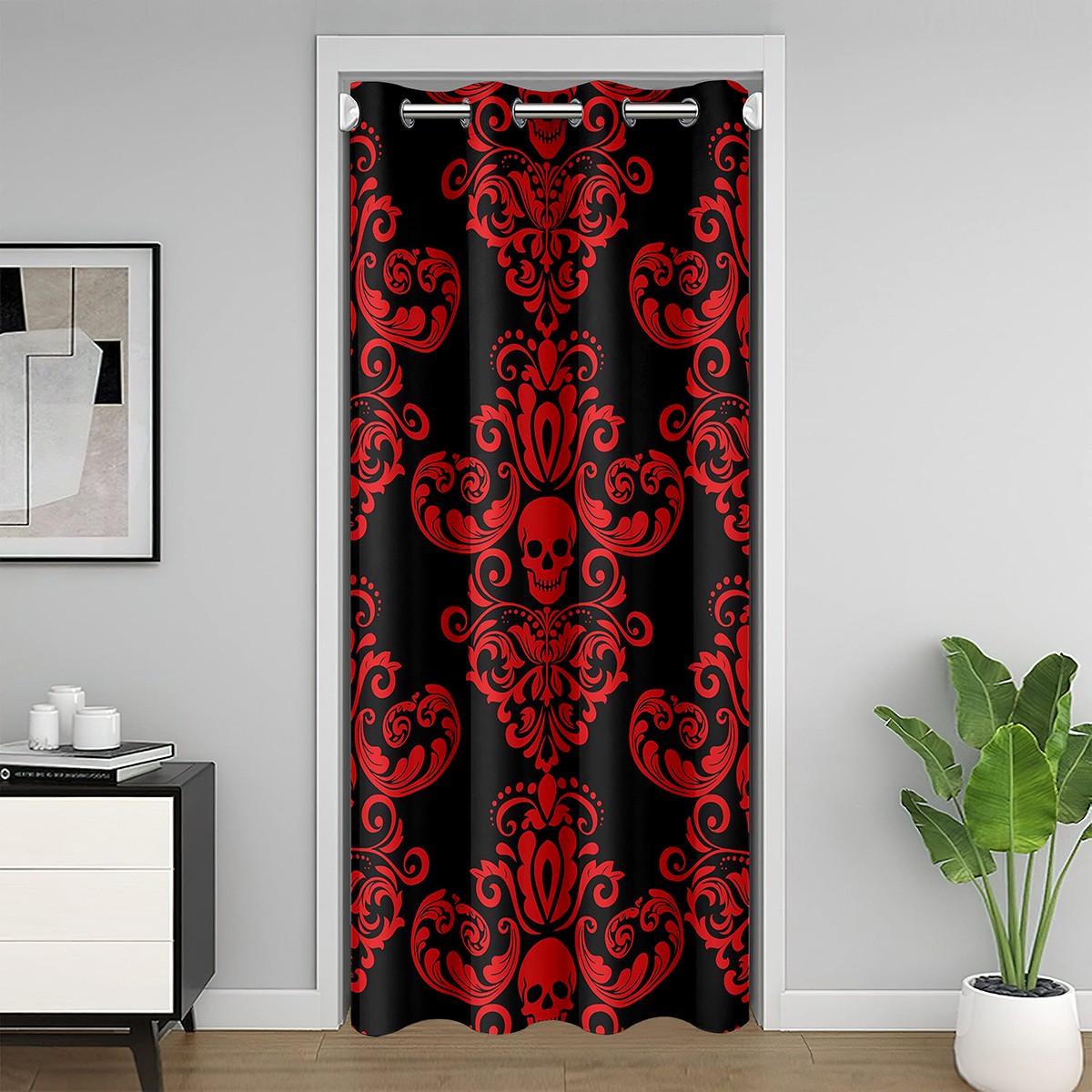 Erosebridal Retro Damask Door Curtain For Doorways 59x80, Boho Skeleton ...