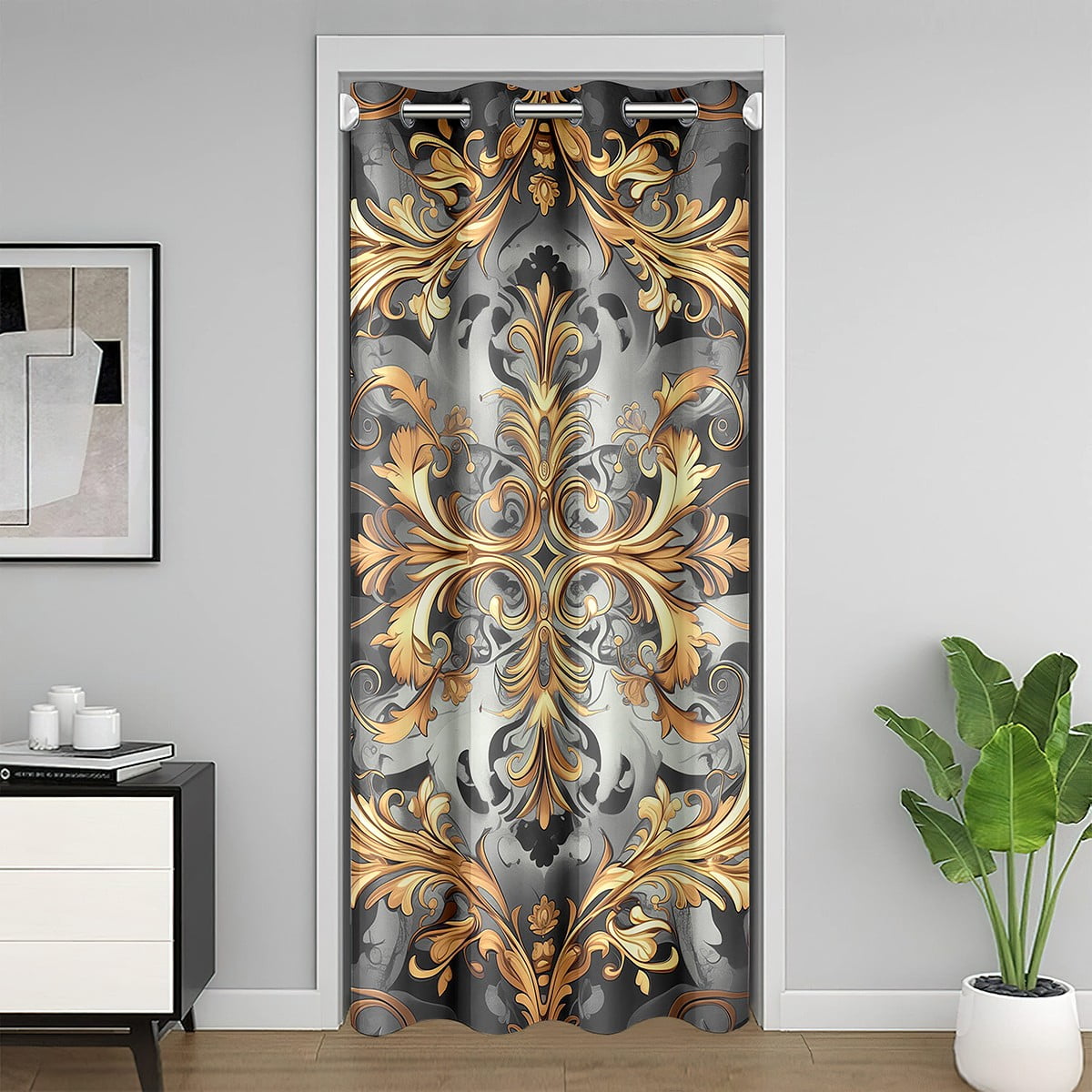 Erosebridal Retro Damask Flower Door Curtain For Door Window 52x80,Boho ...