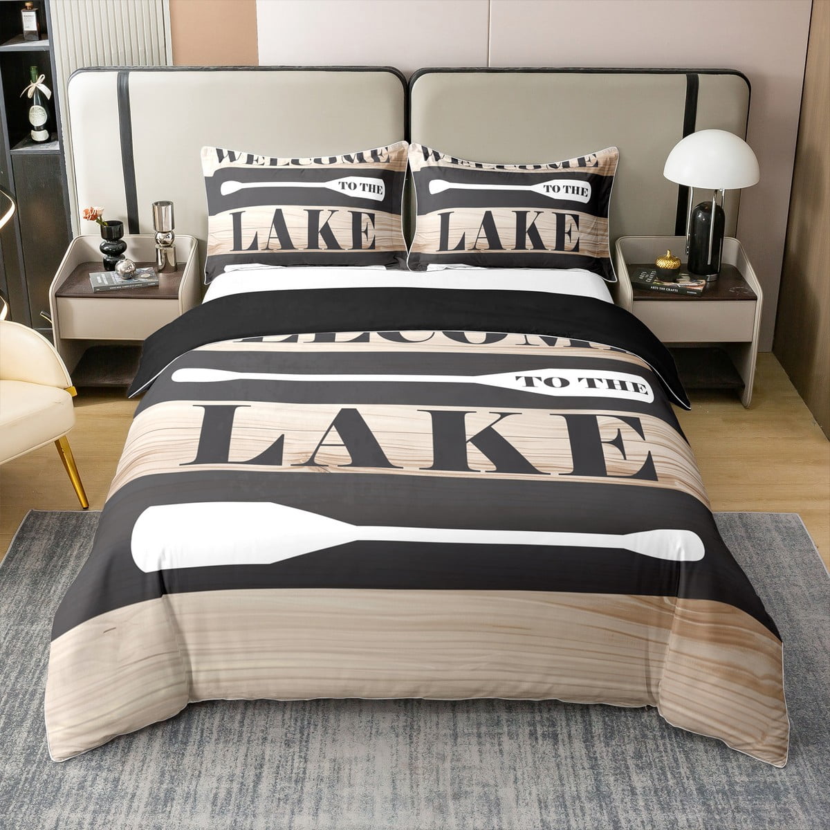 Erosebridal Retro Lake House 100% Cotton Comforter Cover King, Lake ...