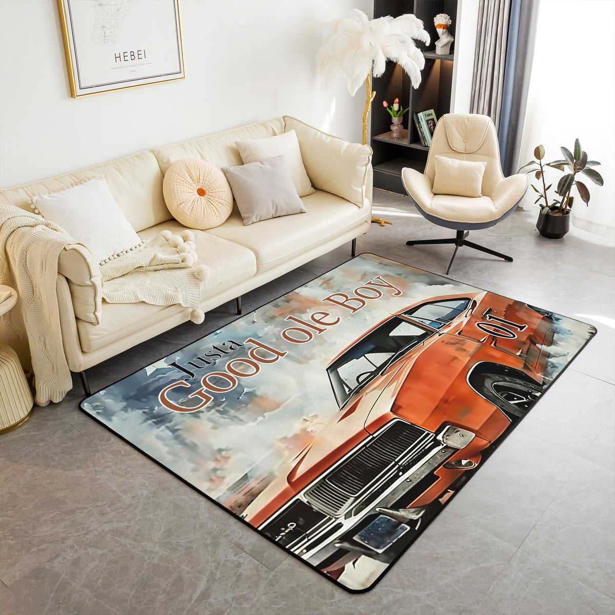 Erosebridal Retro Red Car Rugs For Bedroom 6'6" x 4'11", Racing Sports ...