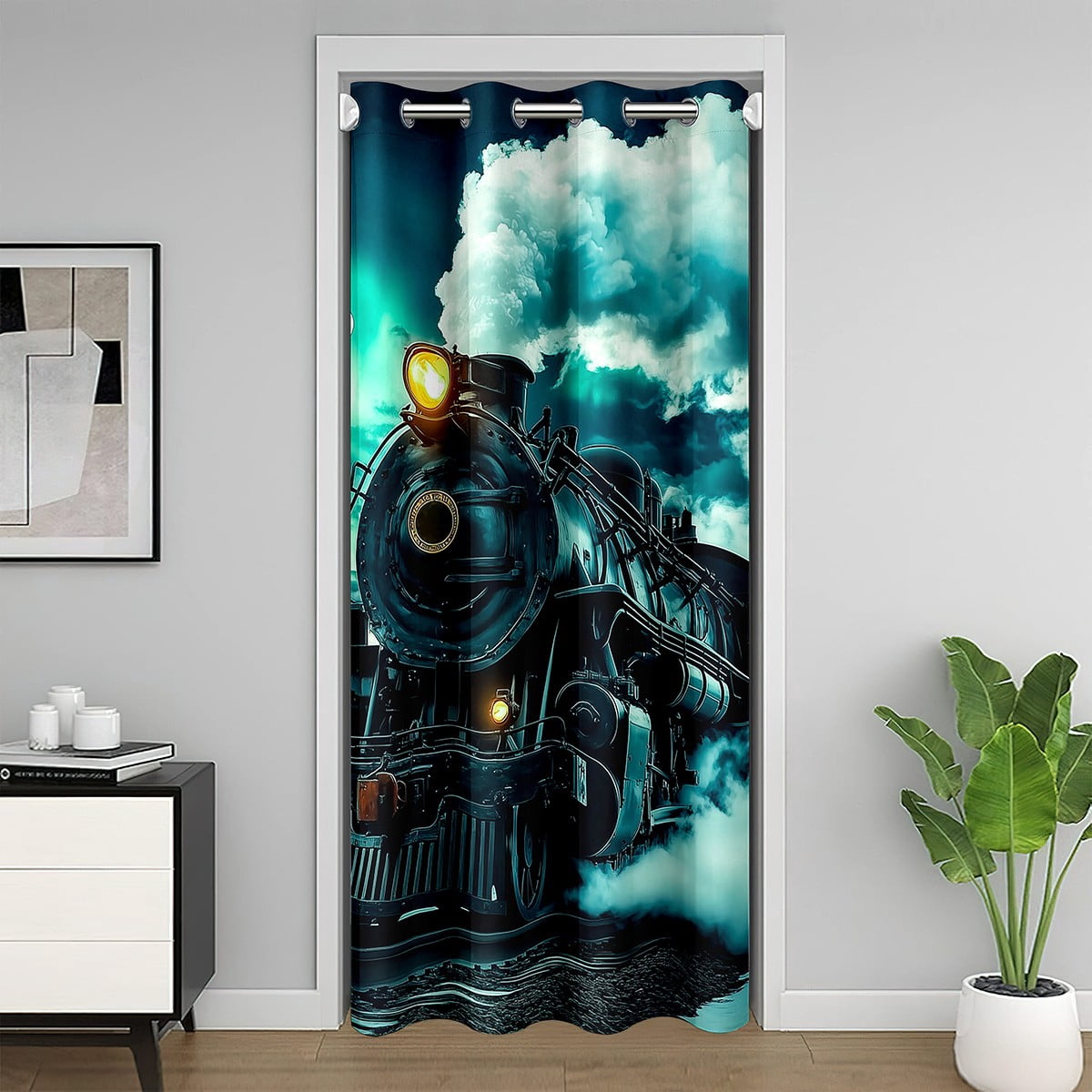 Erosebridal Retro Steam Engine Door Curtain for Doorway Privacy,Train ...