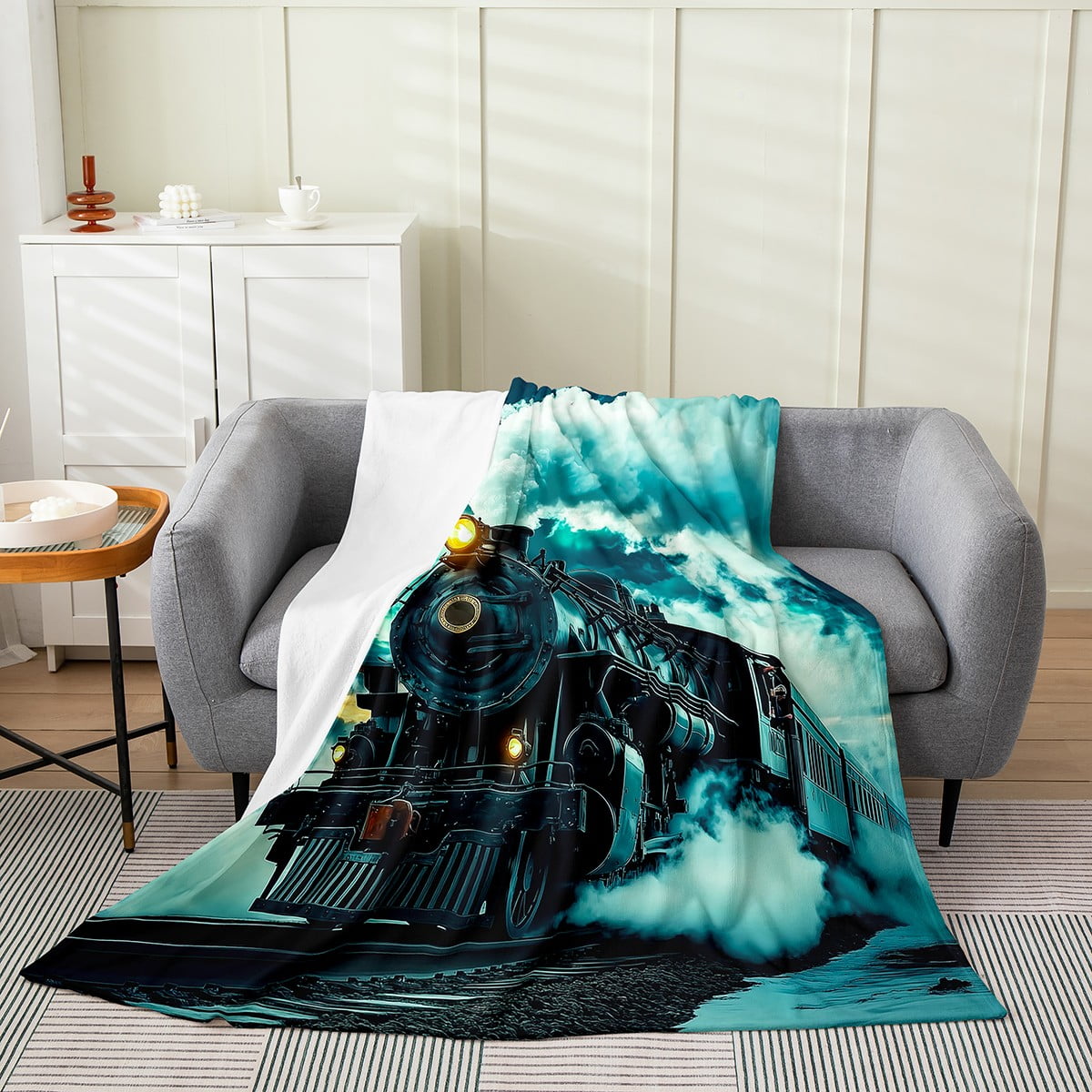 Erosebridal Retro Steam Engine Throw Blanket Queen 90x90 Inch Sofa Bed ...