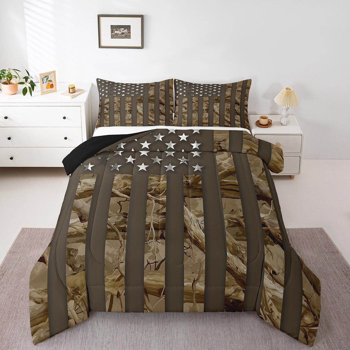 Erosebridal Retro USA Flag Bedding Comforter Set, Fourth of July Down ...