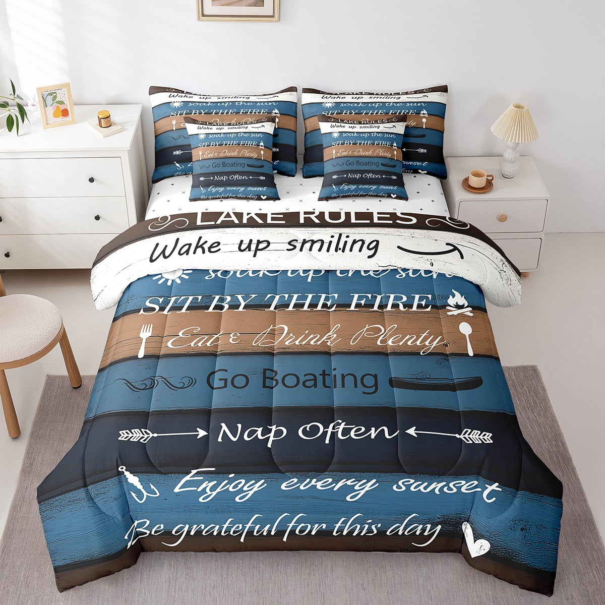 Erosebridal River House Bedding Queen Size,Go Boating Comforter Sets ...