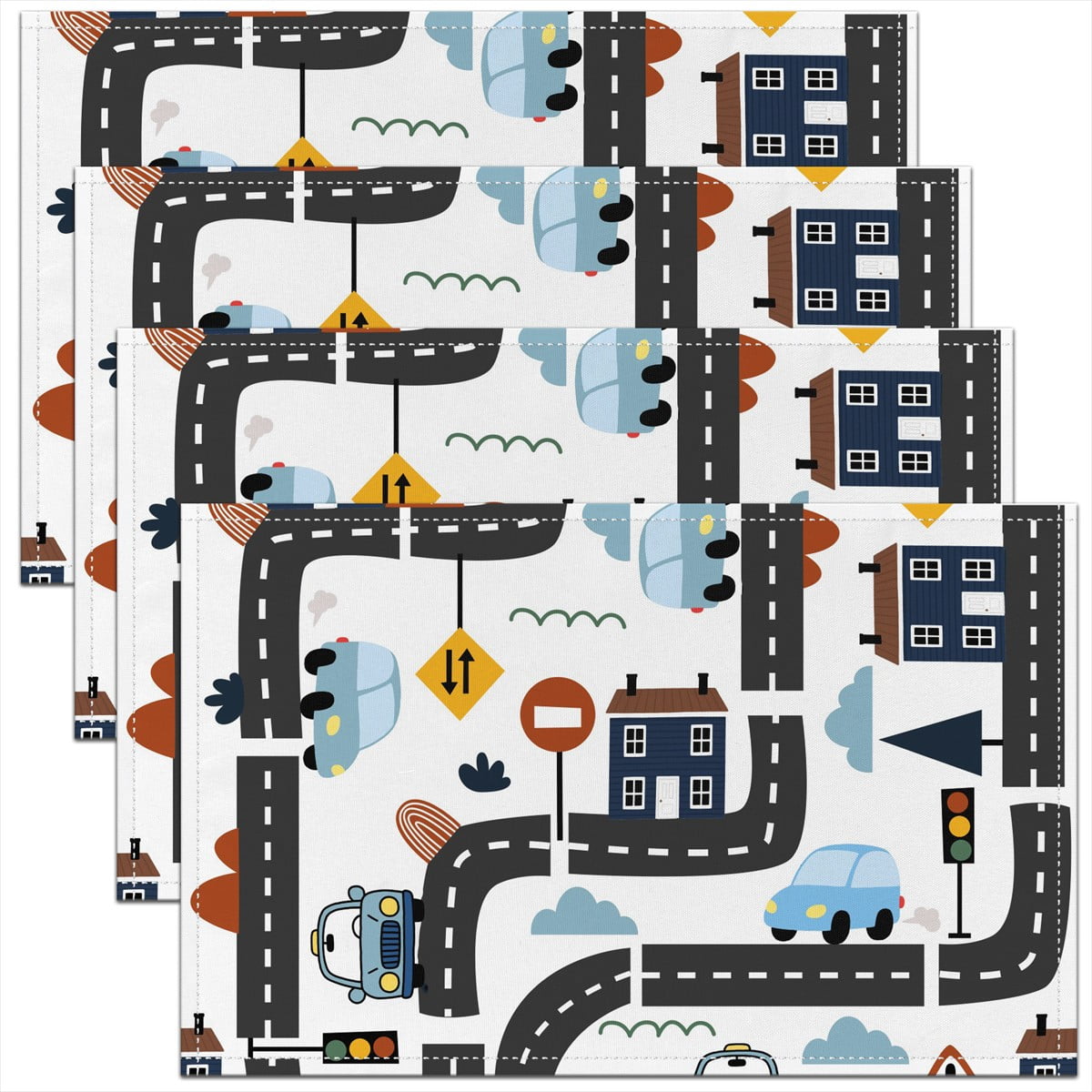 Erosebridal Road Transportation Theme Placemats Set of 4,City Transport ...