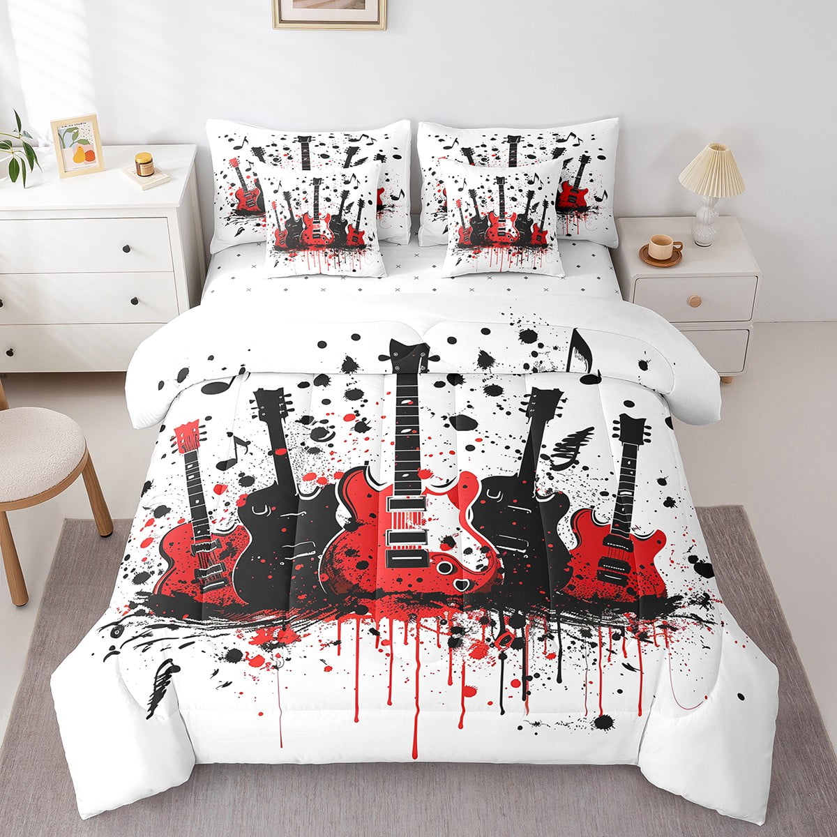 Erosebridal Rock Guitar Bed in a Bag Twin size, Pop Music Bed Set ...