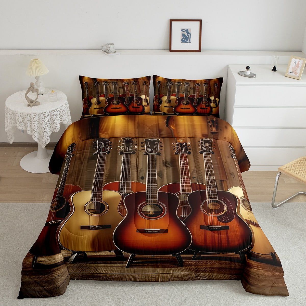 Erosebridal Rock and Roll Bedding Sets Full with Comforter, Wooden ...