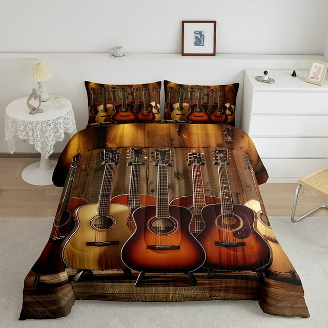 Erosebridal Rock and Roll Bedding Sets Full with Comforter, Wooden ...