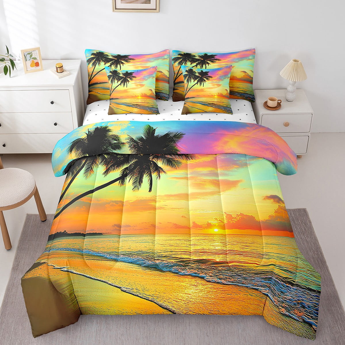 Erosebridal Romantic Beach Bedding Sets Full Size, Coastal Marine ...