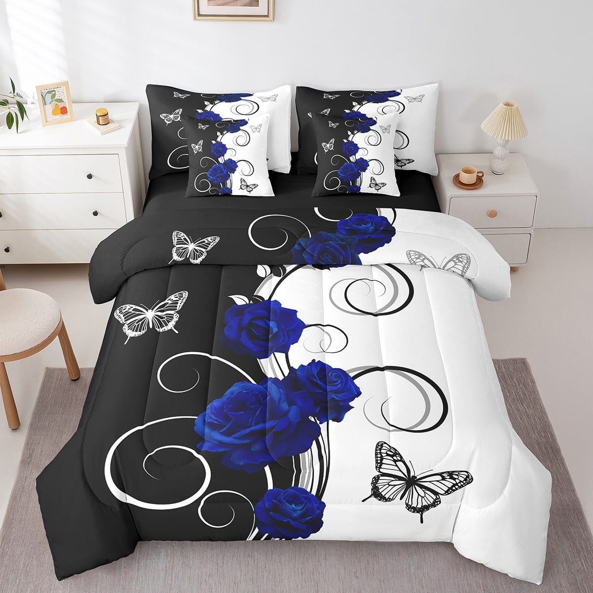 Erosebridal Romantic Comforter Set Full Size,Rose Bedding Set Teens ...