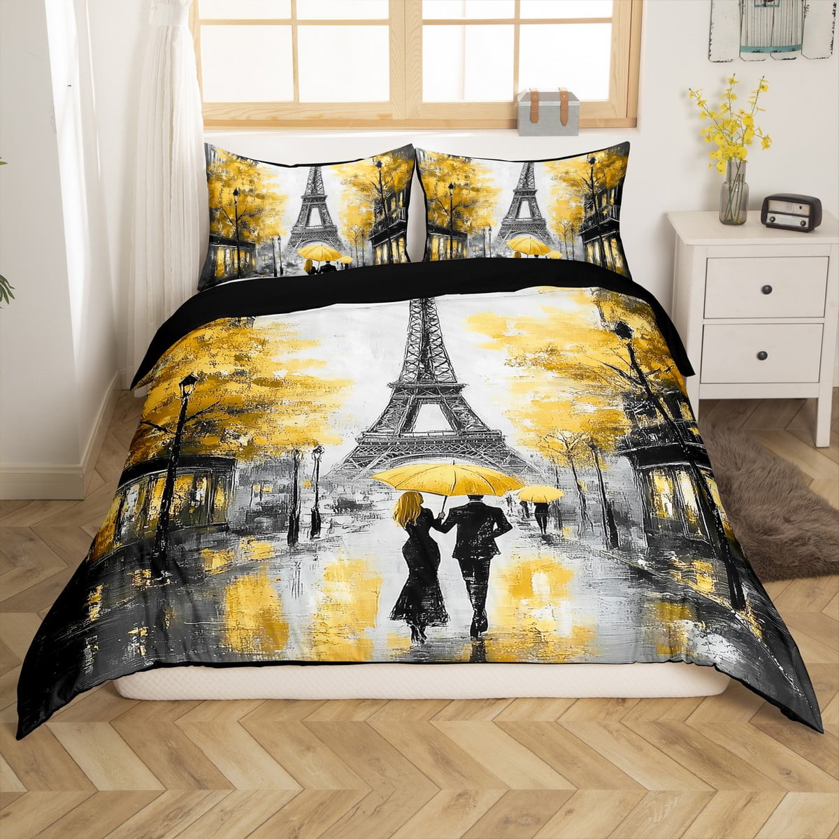Erosebridal Romantic Couple Comforter Cover Full, Eiffel Tower Bedding Sets Full Size, Paris ...