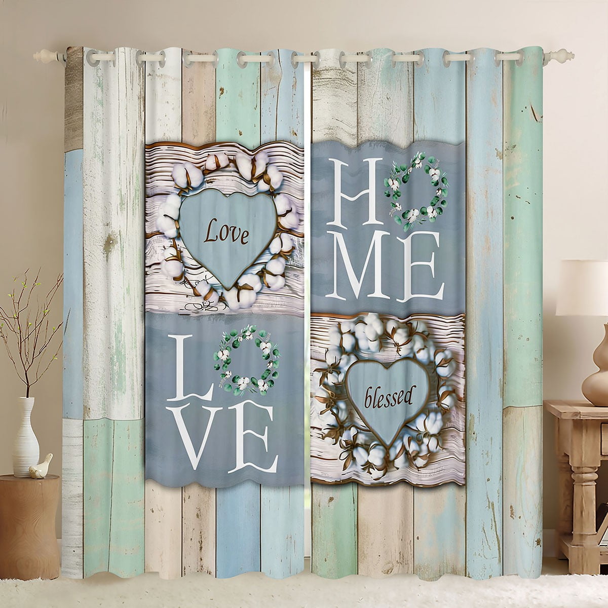 Erosebridal Romantic Farmhouse Curtains and Drapes (42Wx90L),Rustic ...