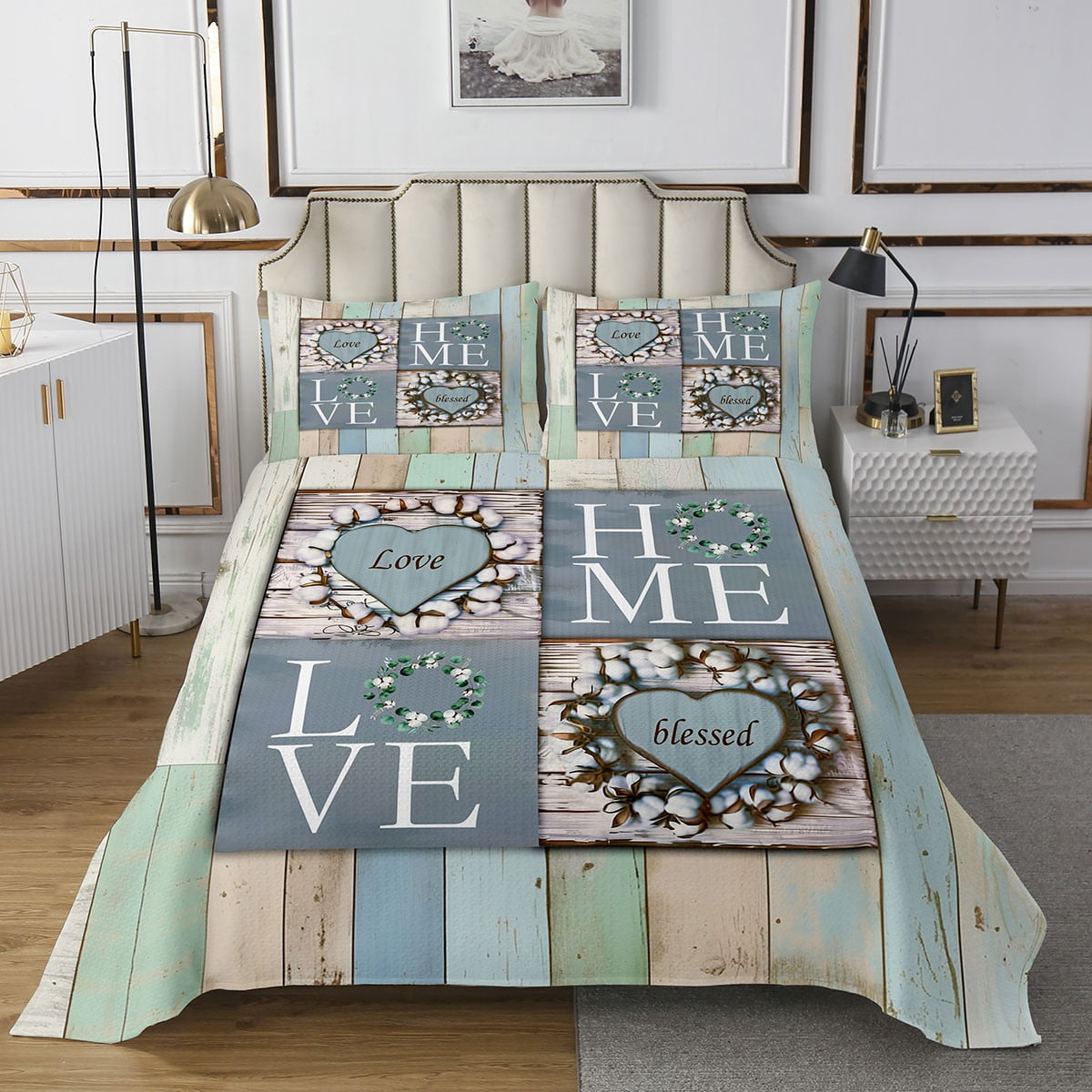 Erosebridal Romantic Farmhouse Quilt Sets for Queen Size Bed,Rustic ...