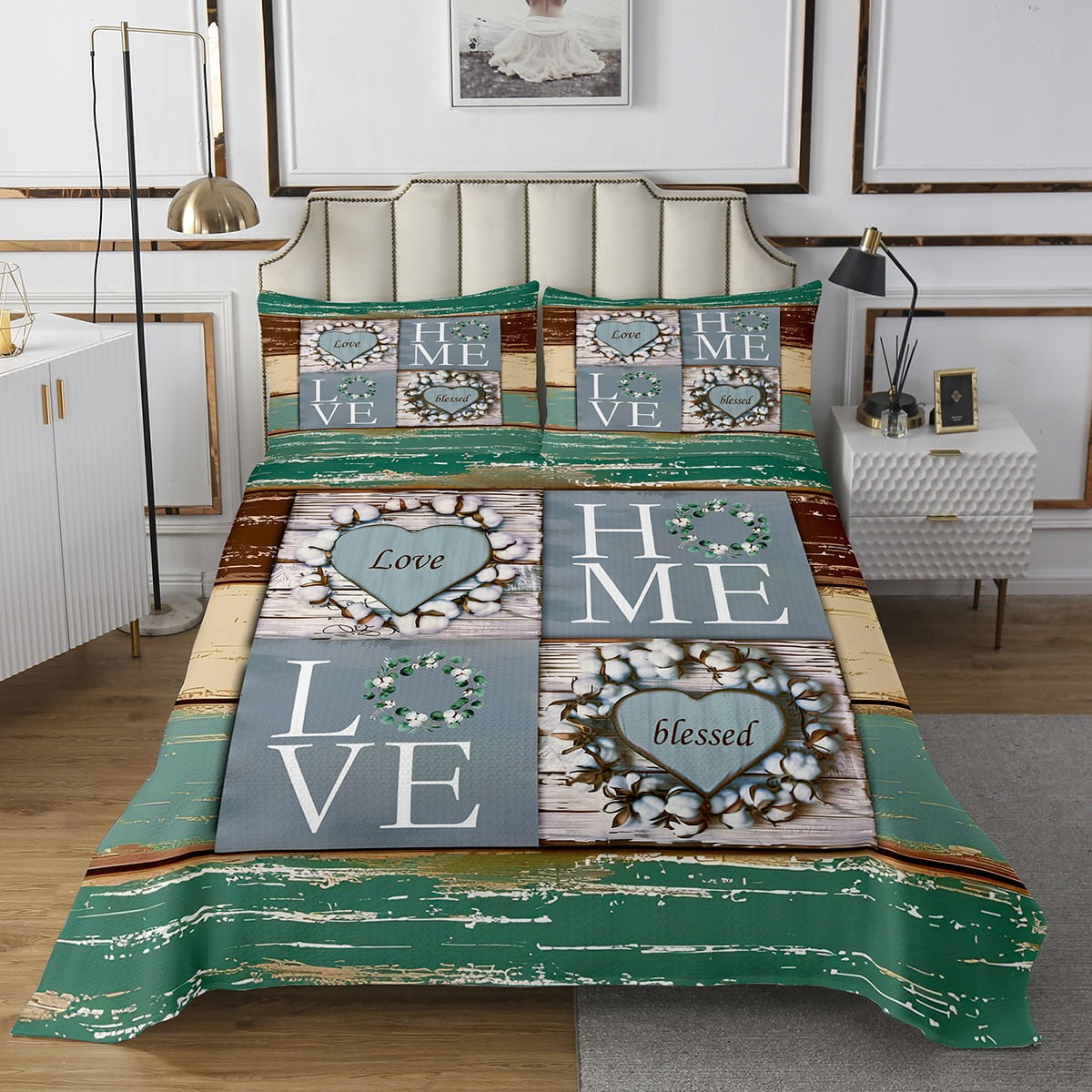 Erosebridal Romantic Farmhouse Quilt Sets for Queen Size Bed,Rustic ...