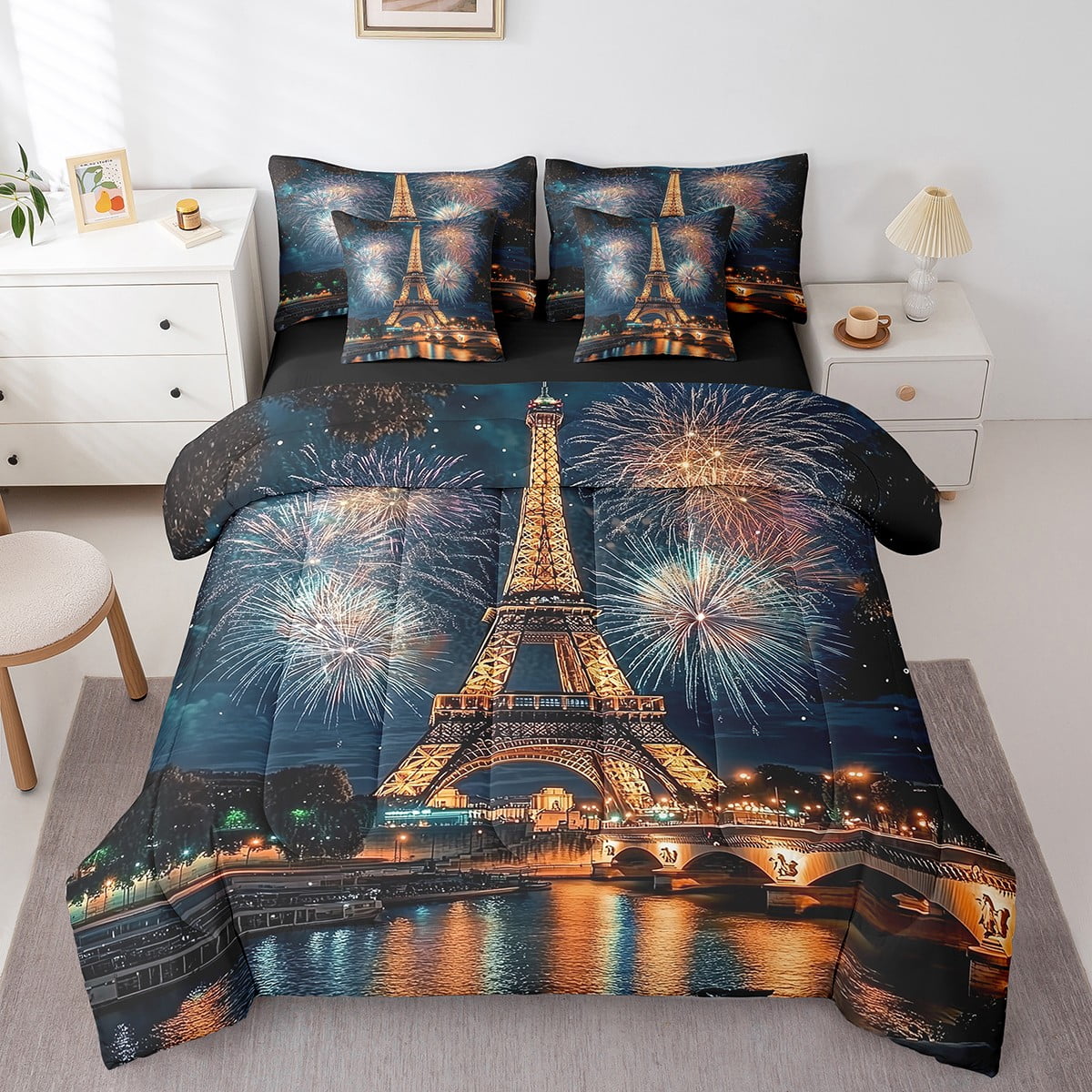 Erosebridal Romantic Firework Bed in a Bag Full size,Eiffel Tower Bed ...