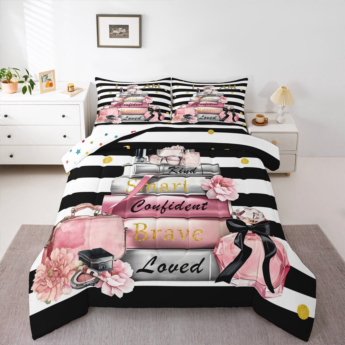 Erosebridal Romantic Makeup Comforter Sets King Size,Floral Flower ...