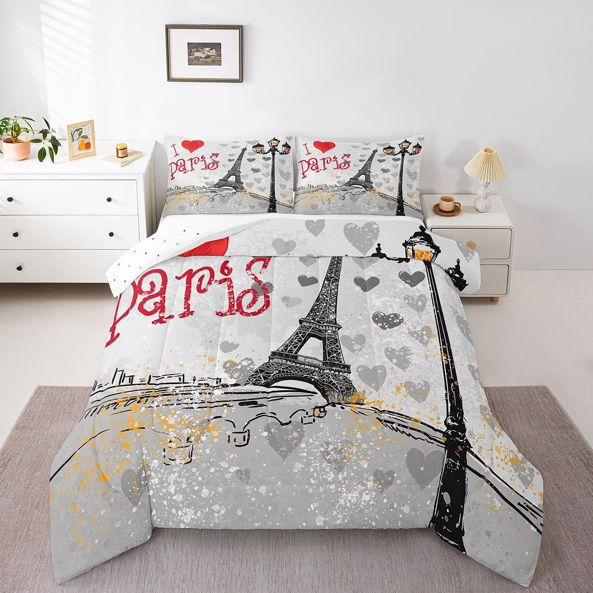 Erosebridal Romantic Paris Bedding Full Comforter Set, Eiffel Tower ...