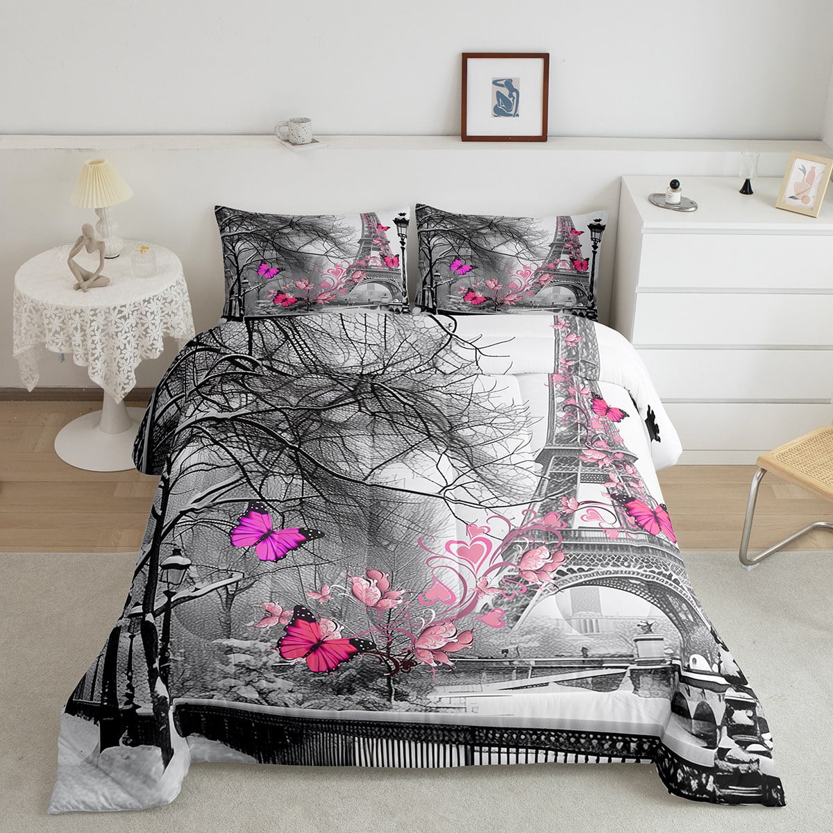 Erosebridal Romantic Paris Bedding Sets with Comforter, Eiffel Tower ...
