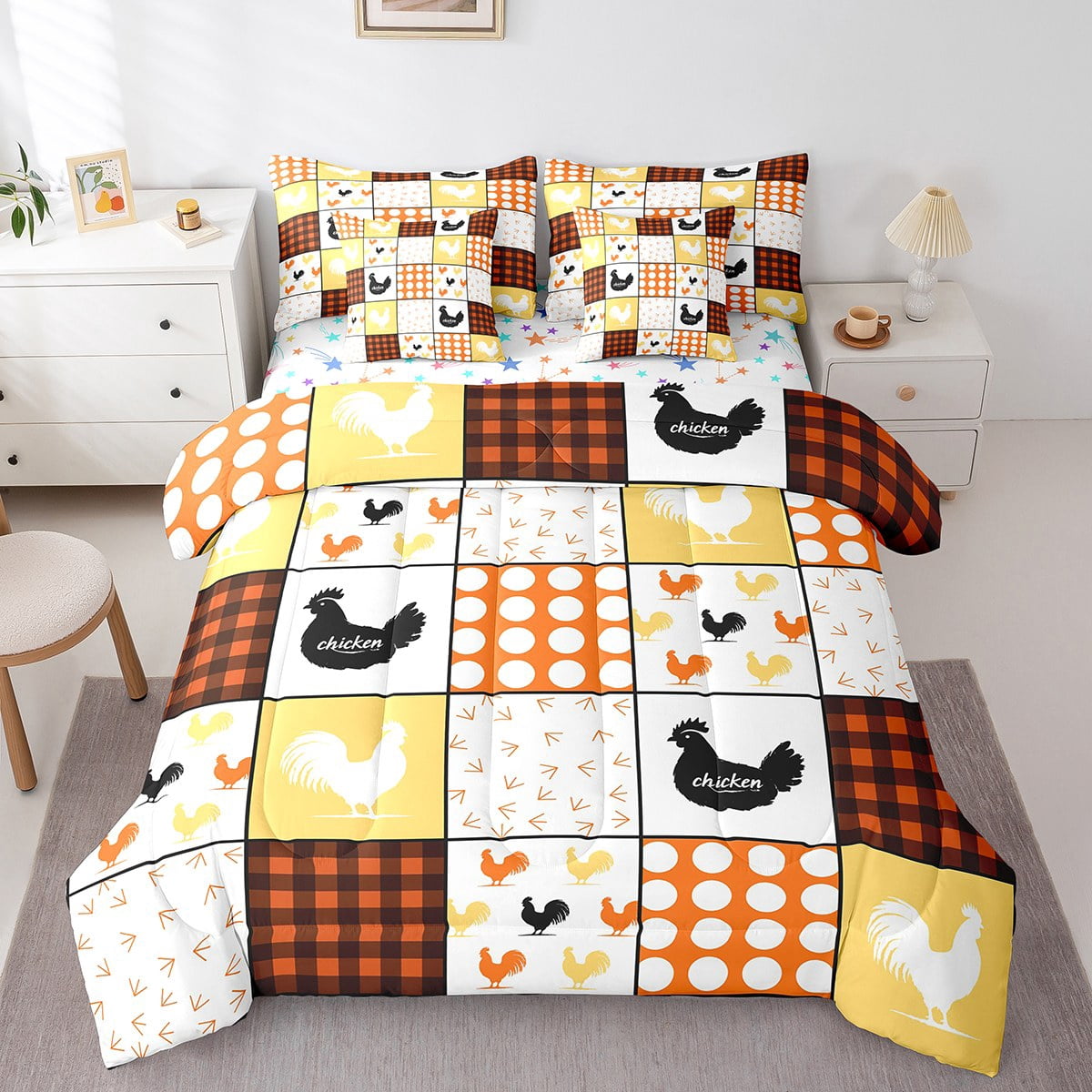 Erosebridal Rooster Patchwork Bed in a Bag Full Size , Farm Animal ...