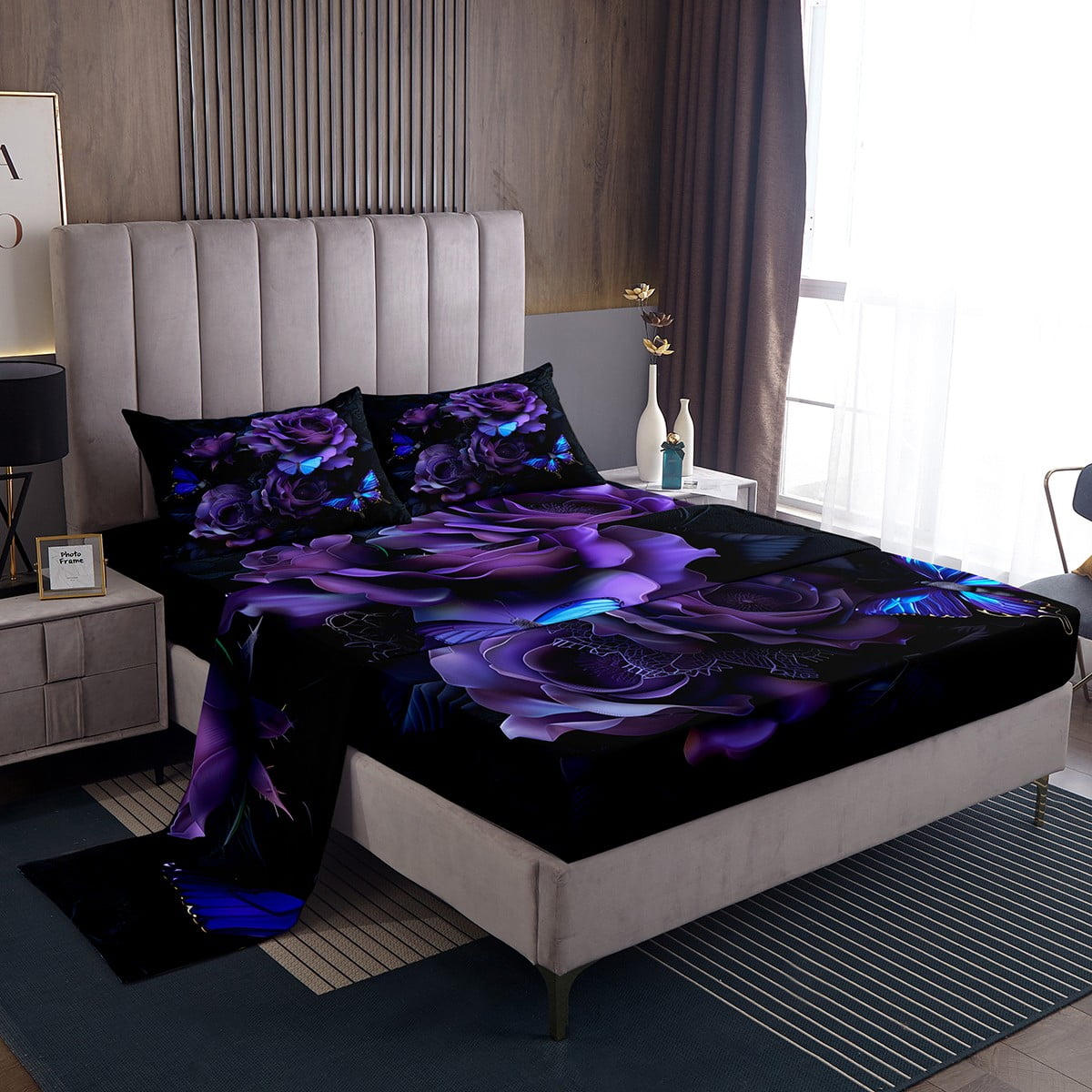Erosebridal Rose Bed Sheets Set Twin Butterflies Sheet Set For Adults ...