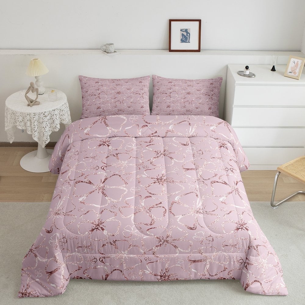 Erosebridal Rose Gold Pink Bedding Full Cherry Blossoms Comforter Set ...