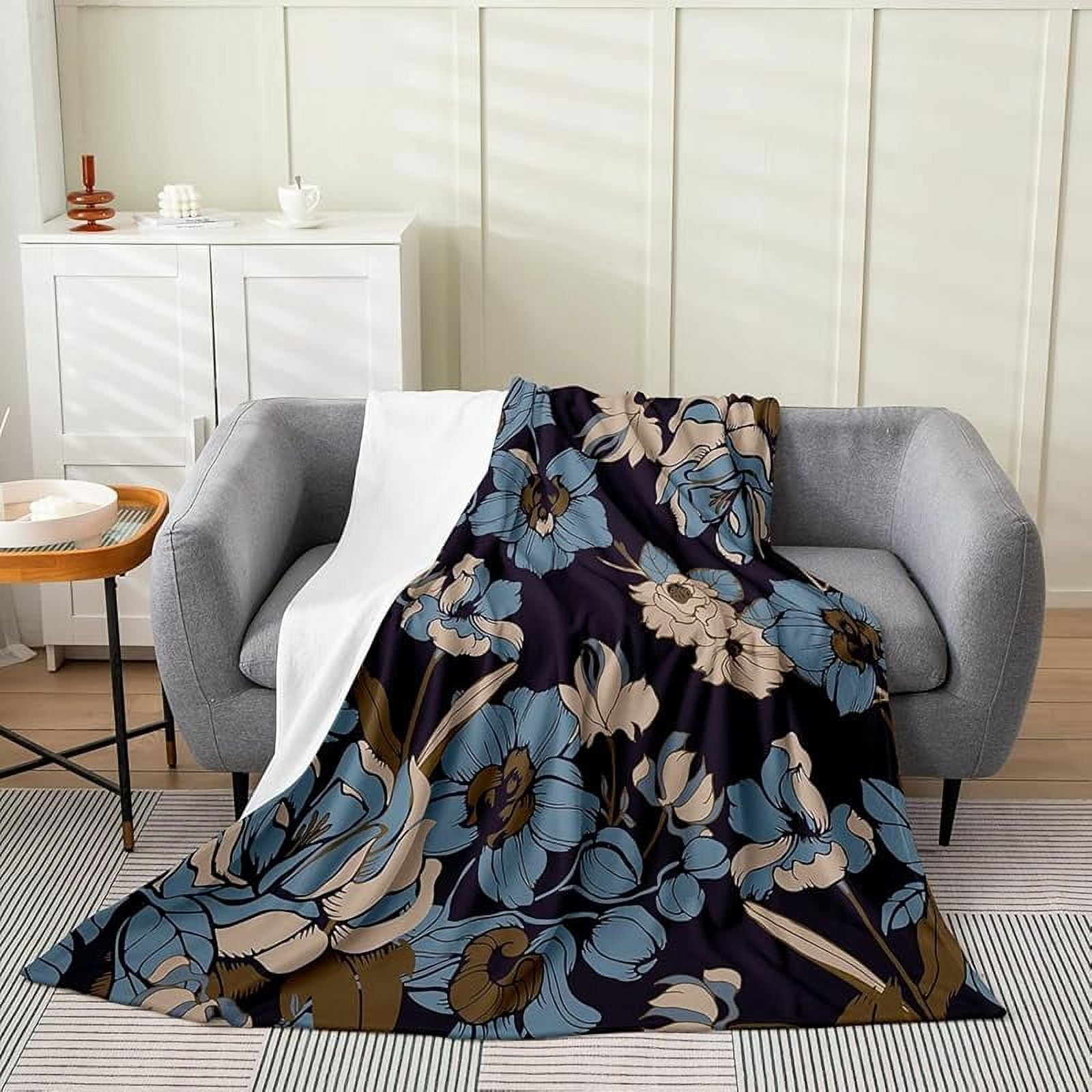 Erosebridal Rose Throw Blanket Queen, Exotic Purple Flower Floral ...