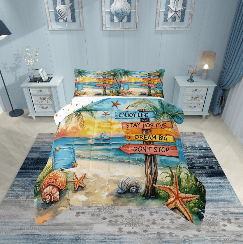 Erosebridal Starfish Seashell Bedding King Comforter Set,Summer Beach ...