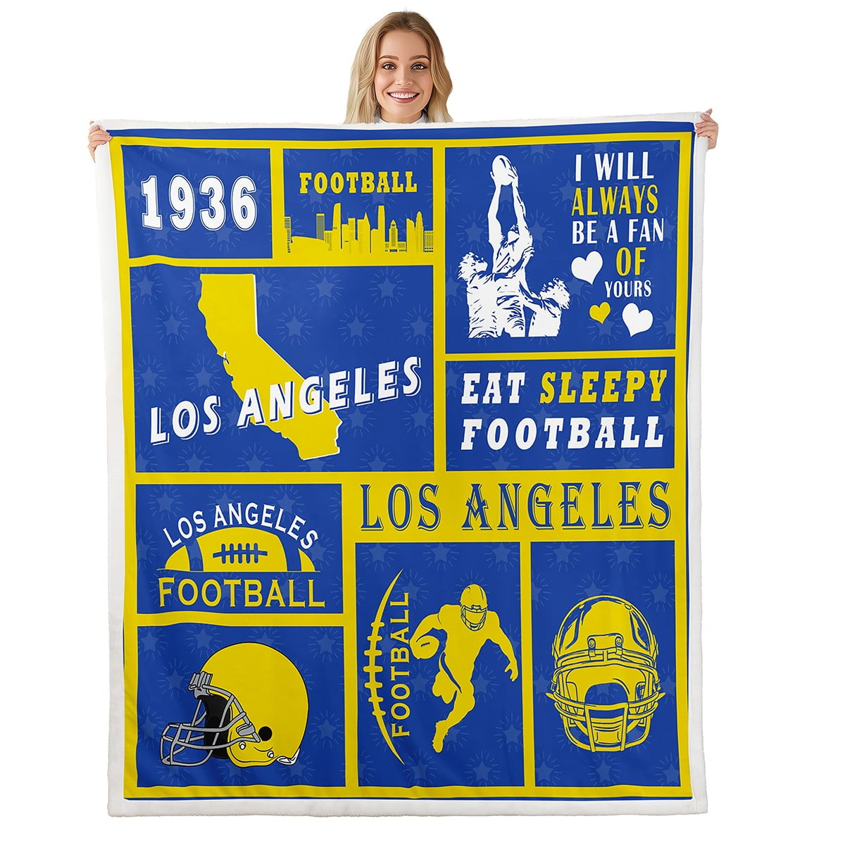 Erosebridal Rugby Throw Blanket Queen 90x90 inch,Football Fleece ...