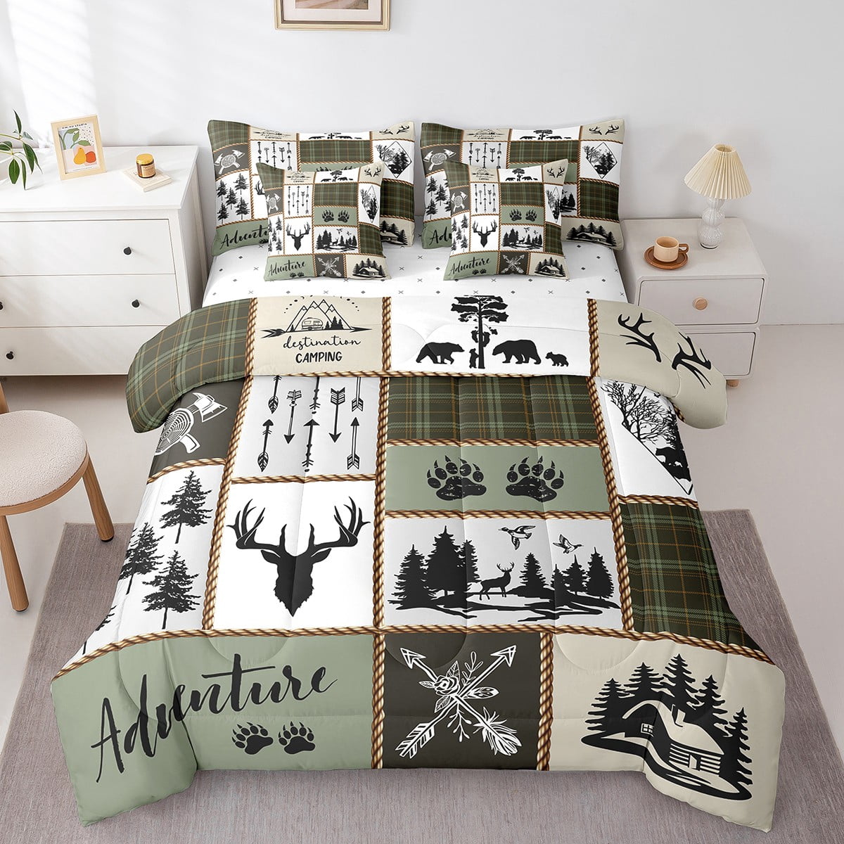 Erosebridal Rustic Bear Bedding Full Comforter Set, Farmhouse Wildlife ...