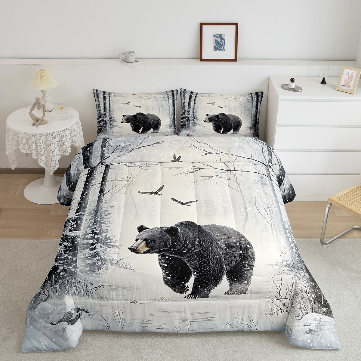 Erosebridal Rustic Bear Bedding King Comforter Set, 3D Animal Down ...