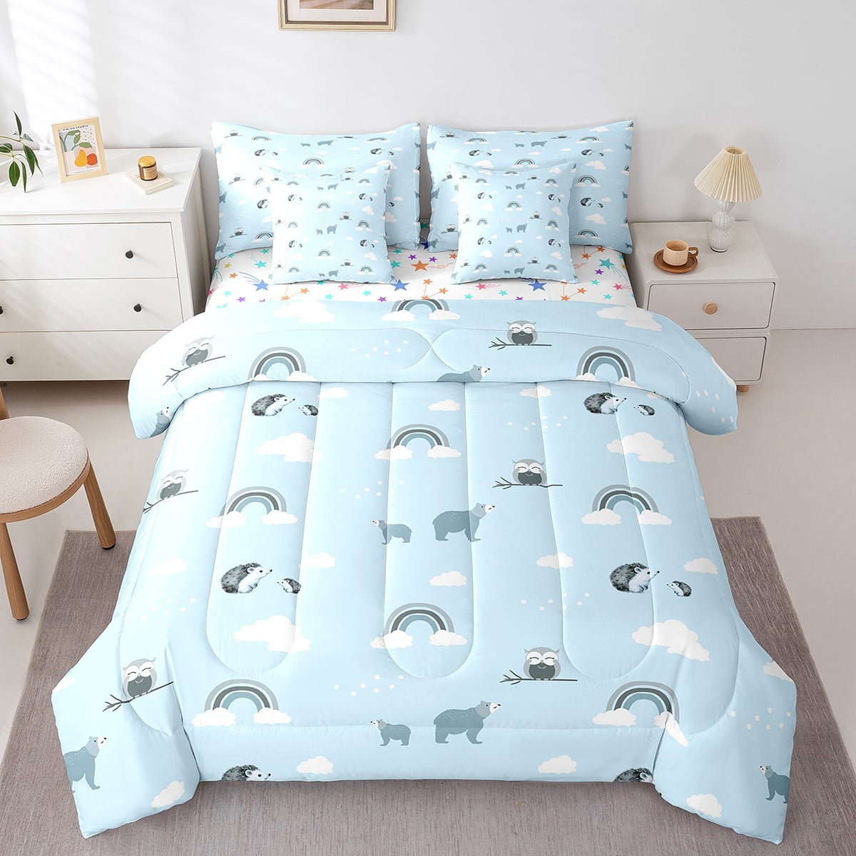 Erosebridal Rustic Bear Bedding Sets King Size, Cute Cartoon Comforter ...