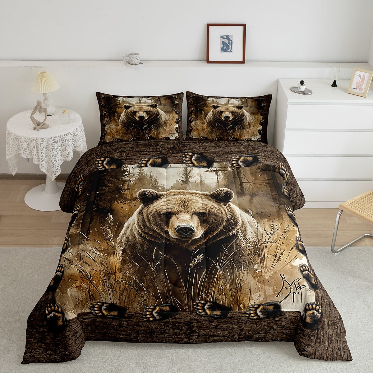 Erosebridal Rustic Bear Queen Comforter Set,Hunting Bear Bedding Set ...