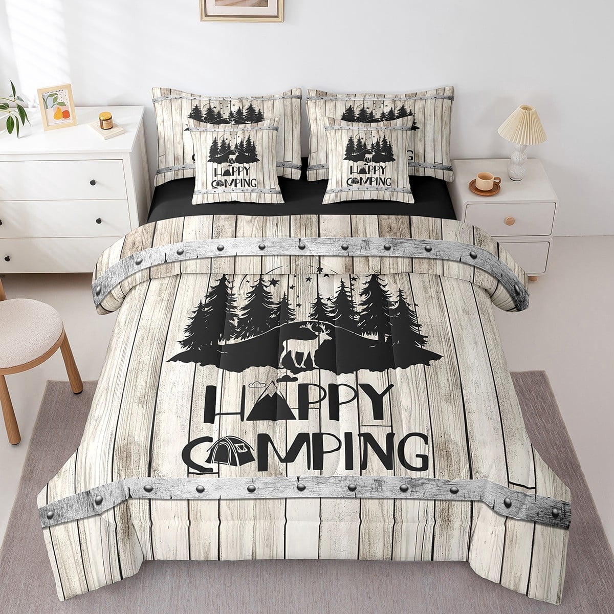 Erosebridal Rustic Cabin Bedding Sets Twin Size,Black Grey Comforter ...