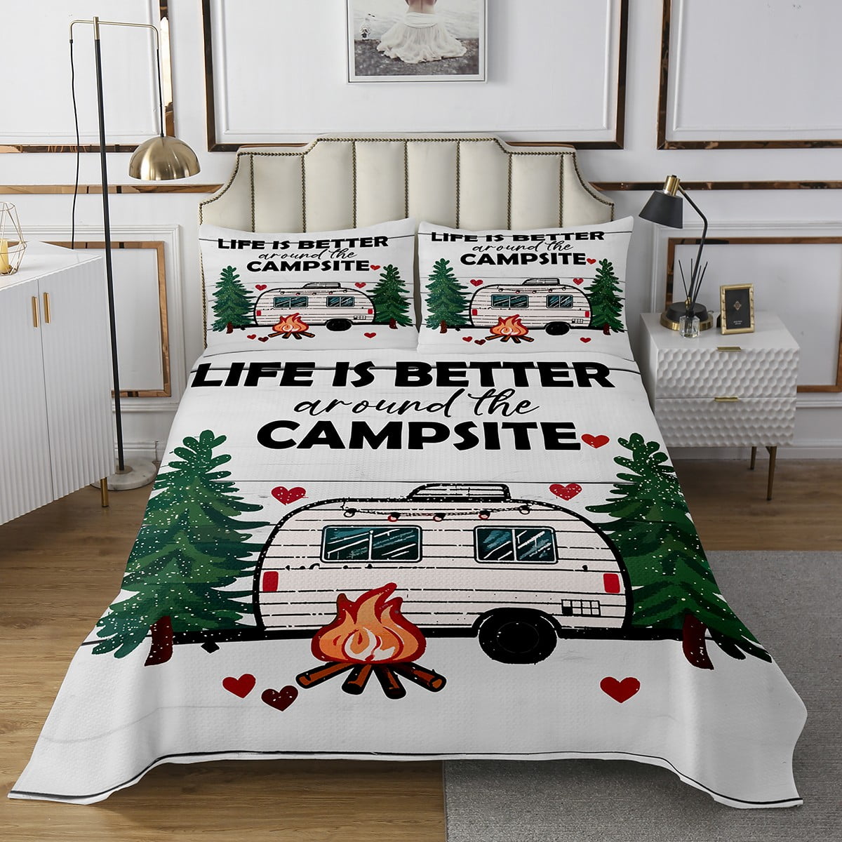 Erosebridal Rustic Camper Quilt Set RV Decorations For Inside,Twin ...