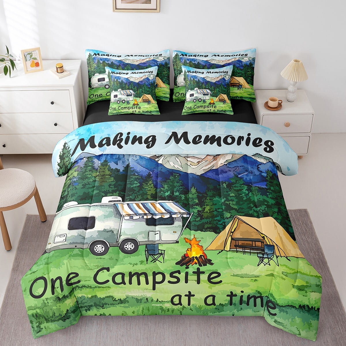 Erosebridal Rustic Camping Bedding Sets Twin Size, Adventure Comforter ...