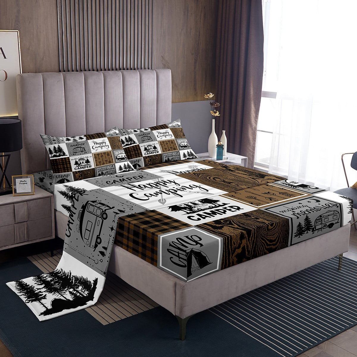 Erosebridal Rustic Camping Sheet Set Rv Camper Bed Sheets King ...