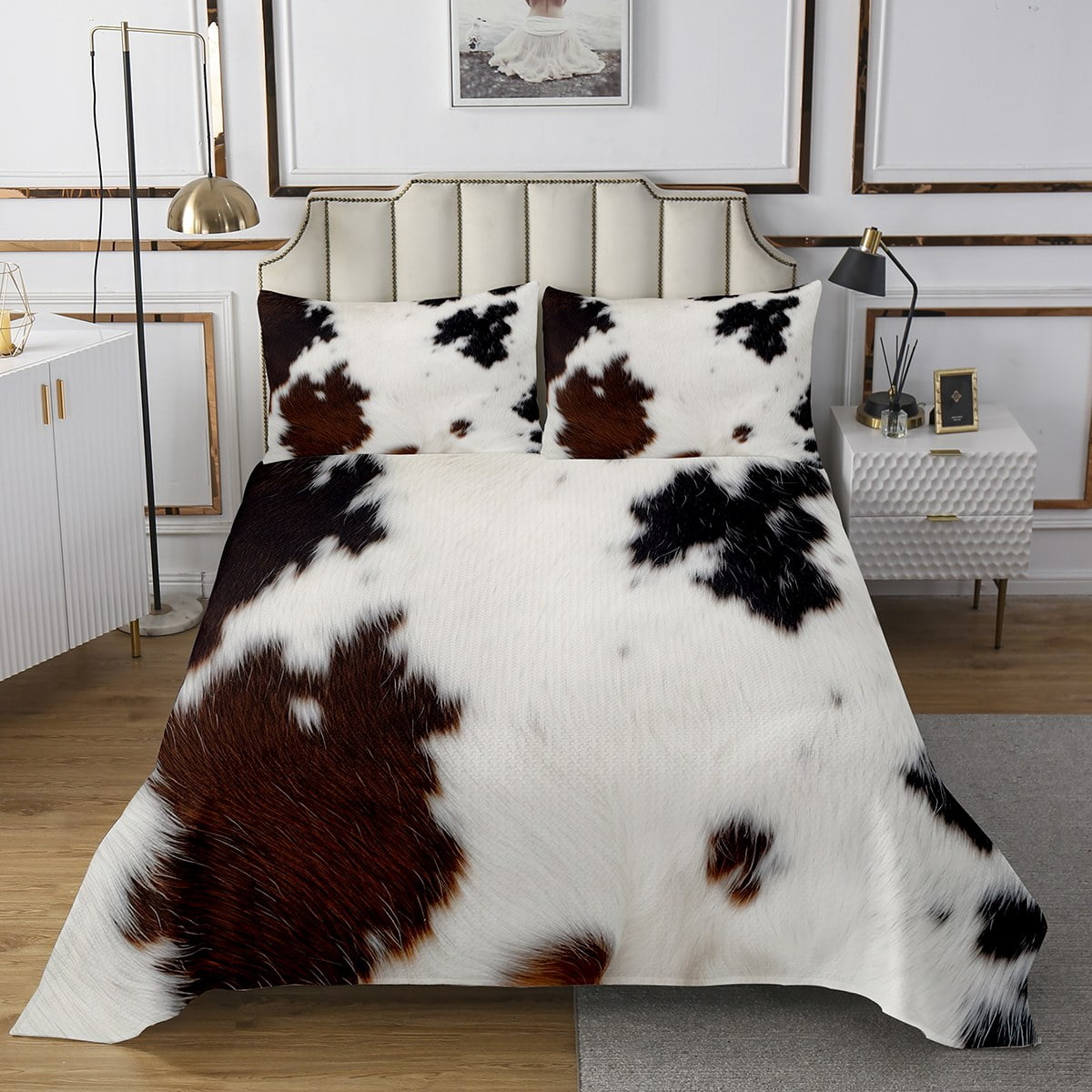Erosebridal Rustic Cow Print Quilt Sets for Twin Size Bed, Animal Bed ...