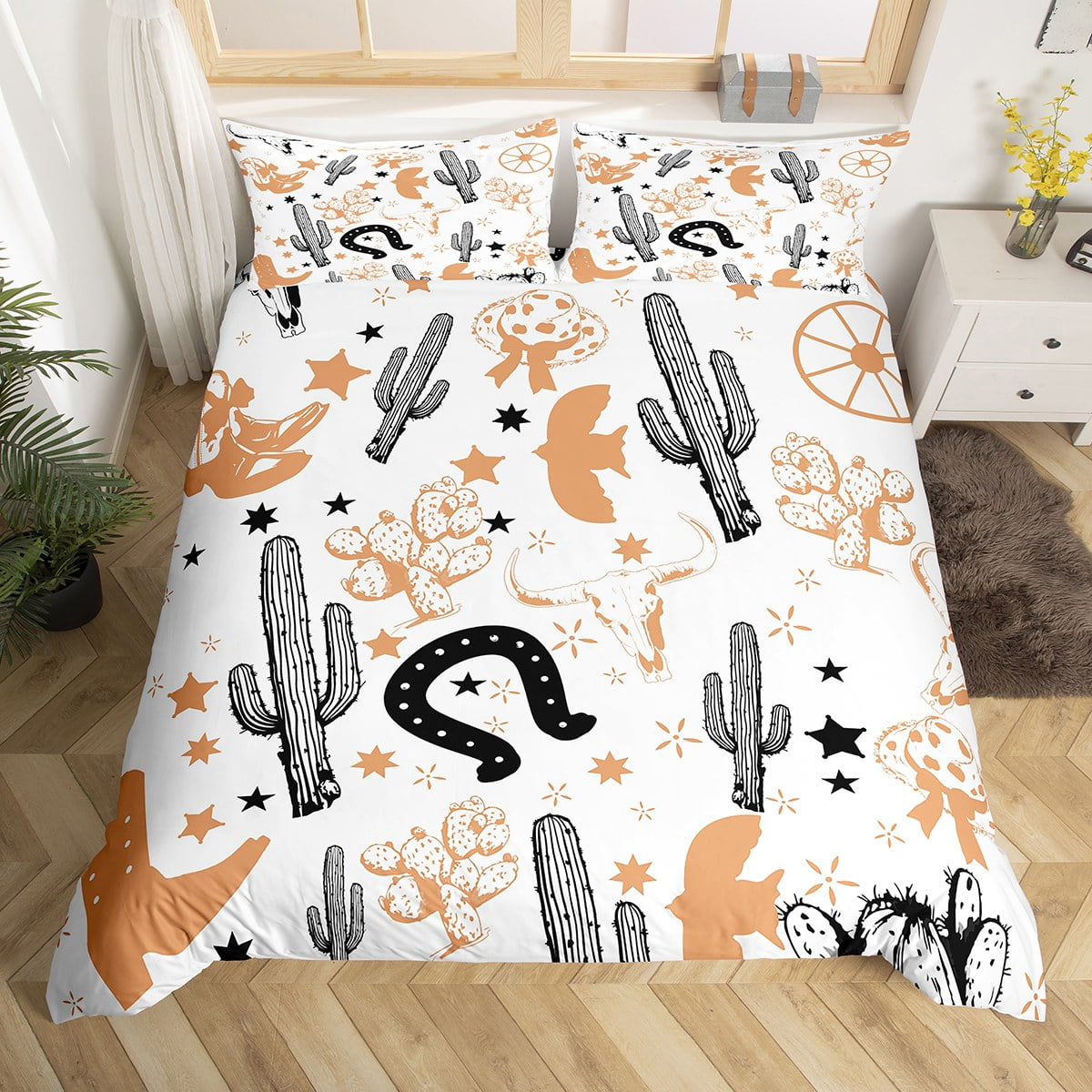 Erosebridal Rustic Cowboy Boots Duvet Cover Queen,Farmhouse Horseshoe ...