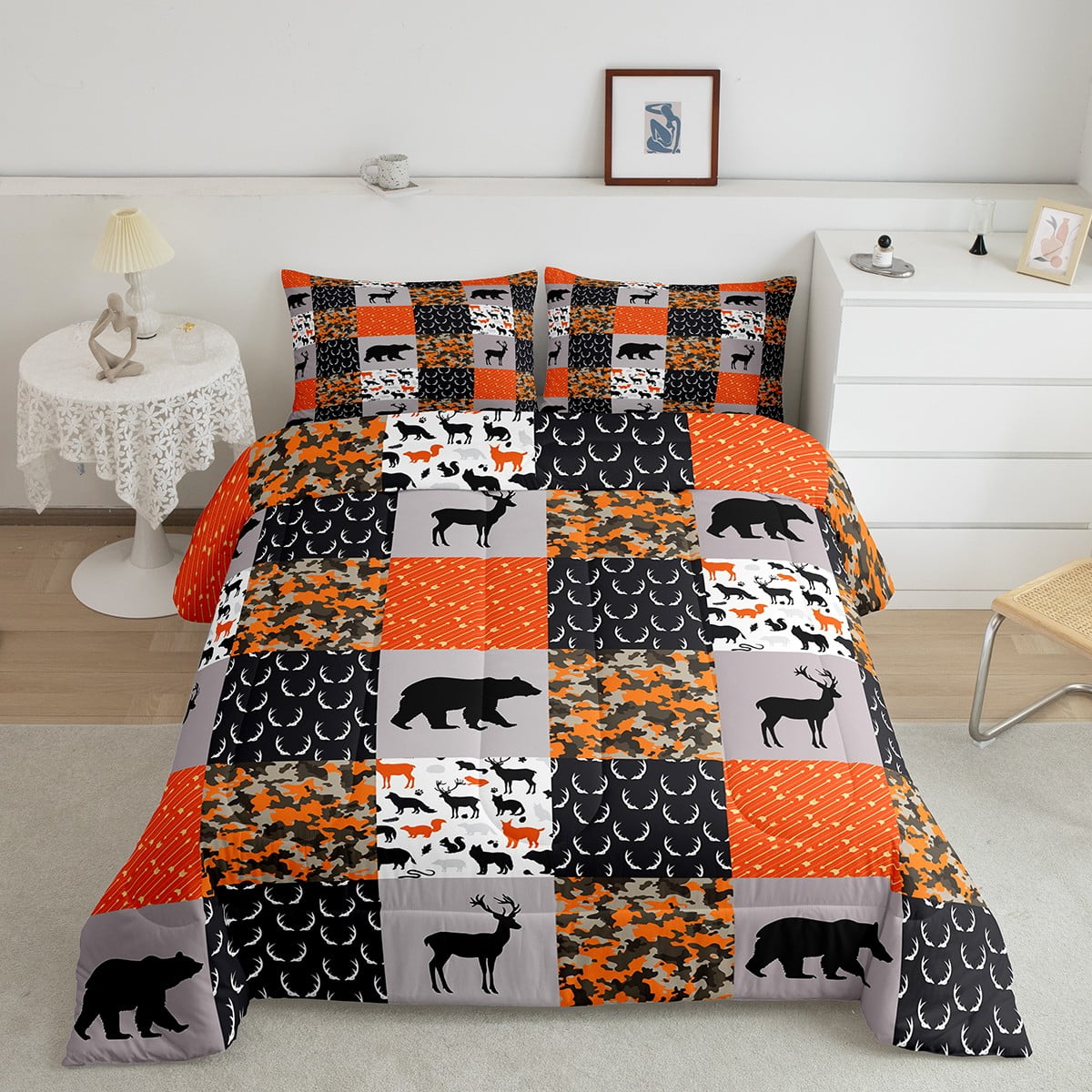 Erosebridal Rustic Deer Bear Bedding Sets with Comforter, Patchwork ...