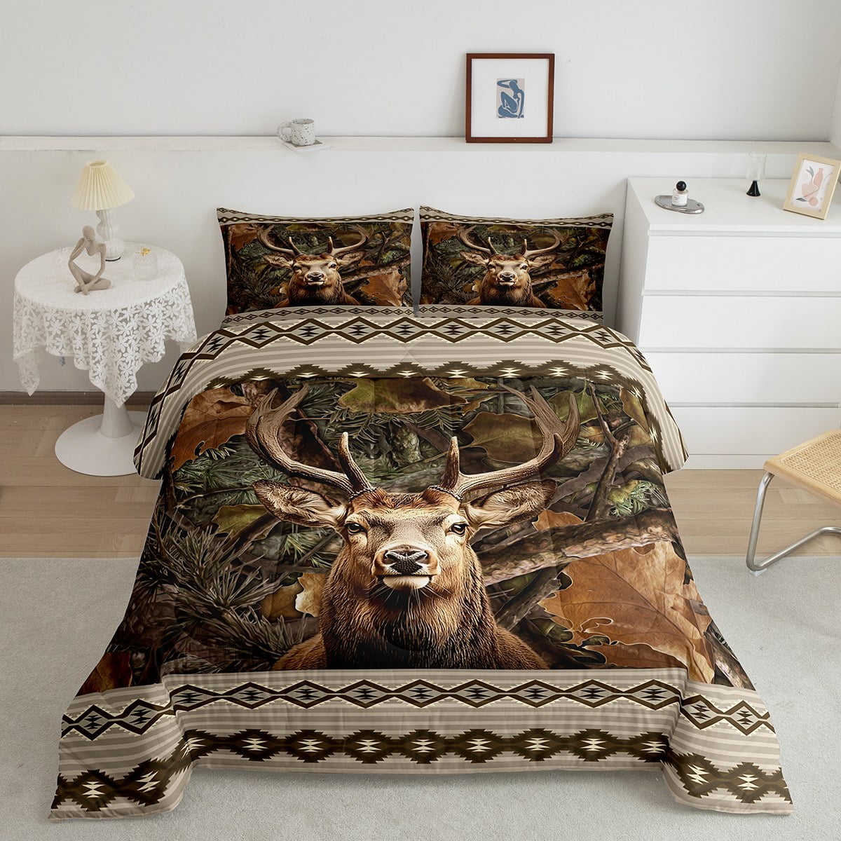 Erosebridal Rustic Deer Comforter Sets,King Farm Moose Bedding Set ...