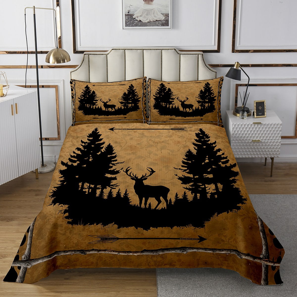 Erosebridal Rustic Deer Moose Quilt Sets for Twin Size Bed, Woodland ...