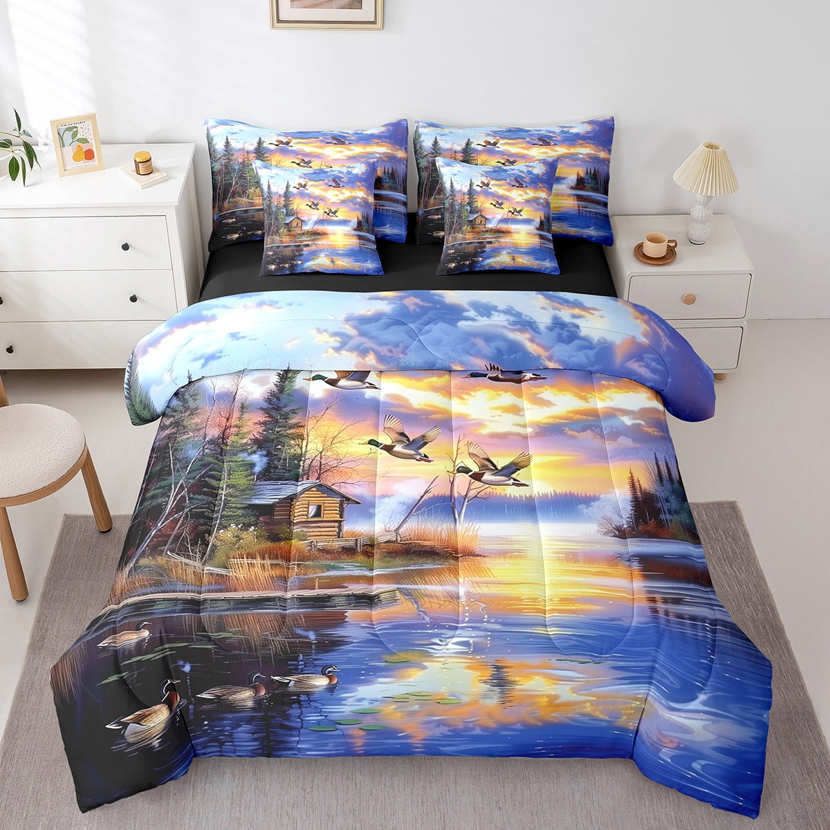 Erosebridal Rustic Duck Bedding Sets King Size,Mallard Duck Bed in a ...