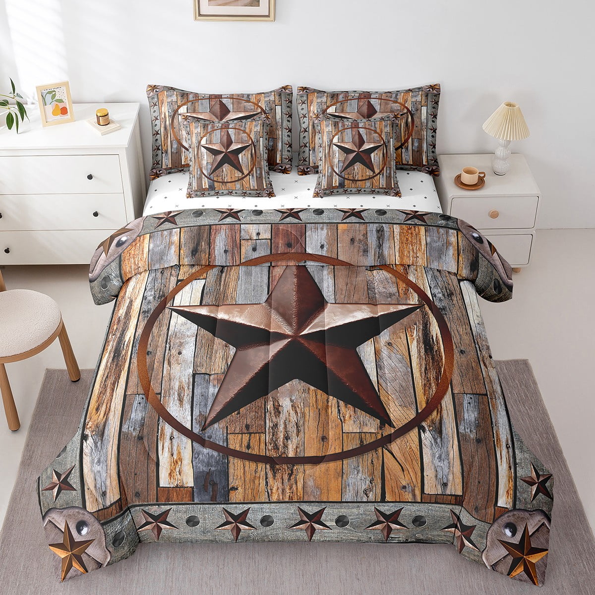 Erosebridal Rustic Farmhouse Bedding Sets Twin Size, Texas Stars ...
