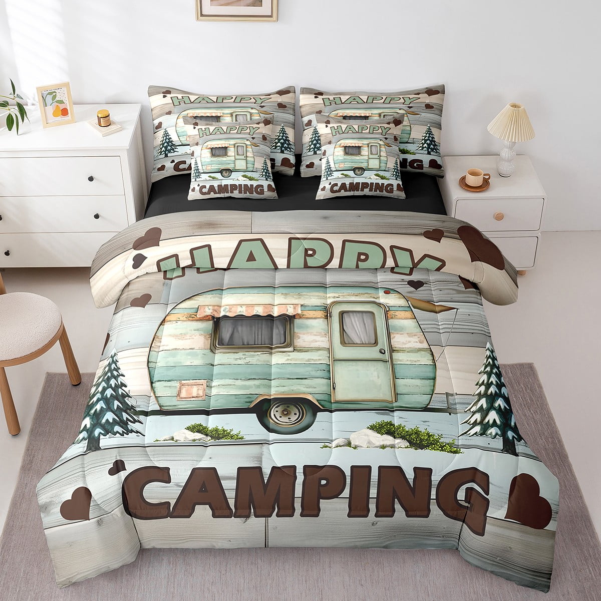 Erosebridal Rustic Farmhouse Camper Kids 7-Piece Bedding Set Happy ...