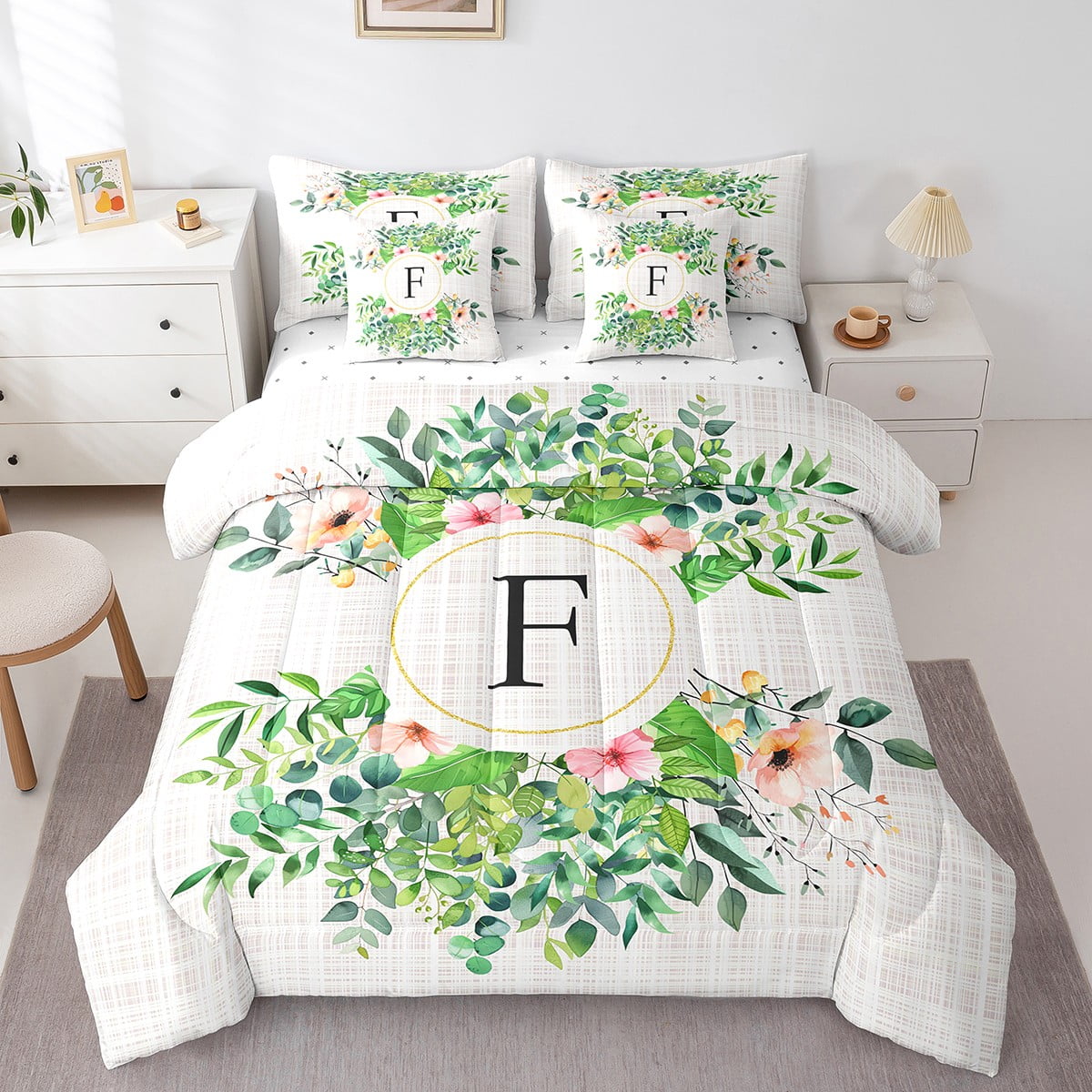 Erosebridal Rustic Flower Bed in a Bag Queen size, Monogrammed F Bed ...